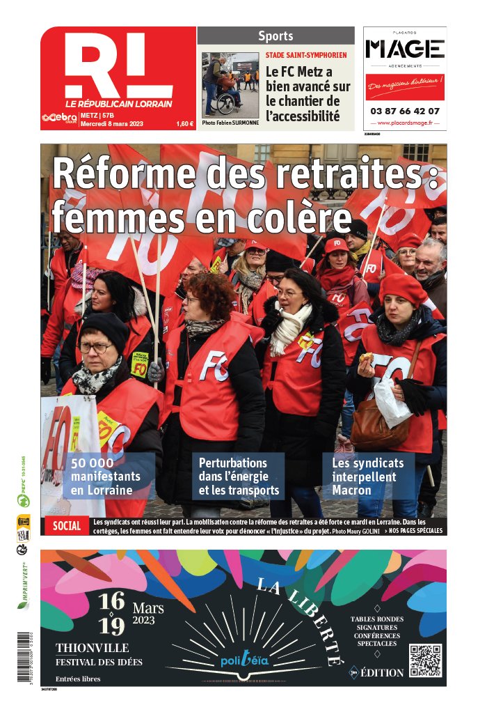 Le Républicain Lorrain N°20230308 du 08 mars 2023 à télécharger sur iPad