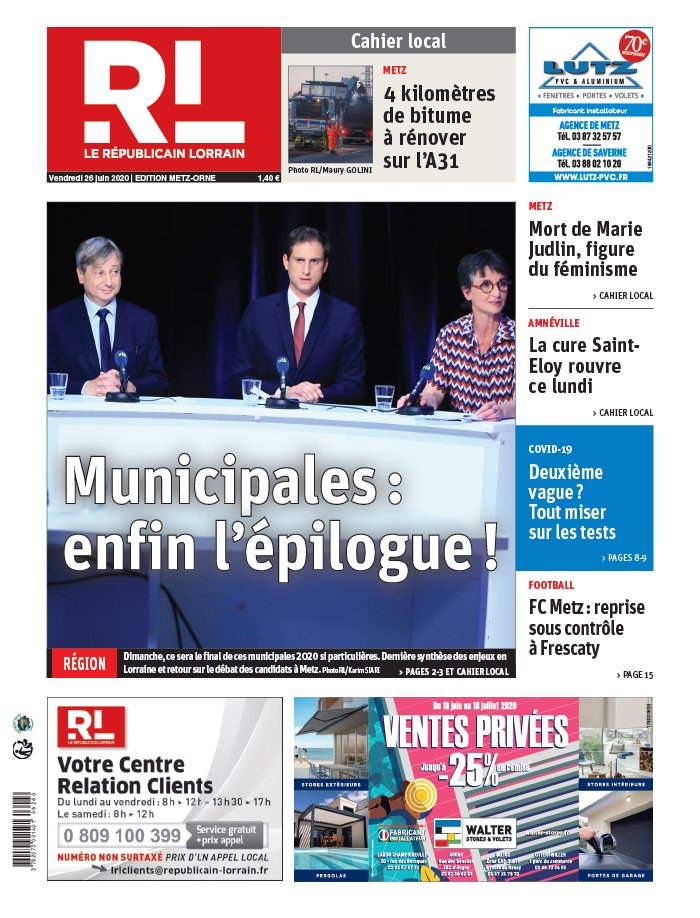 Le Républicain Lorrain N°20200626 du 26 juin 2020 à télécharger sur iPad