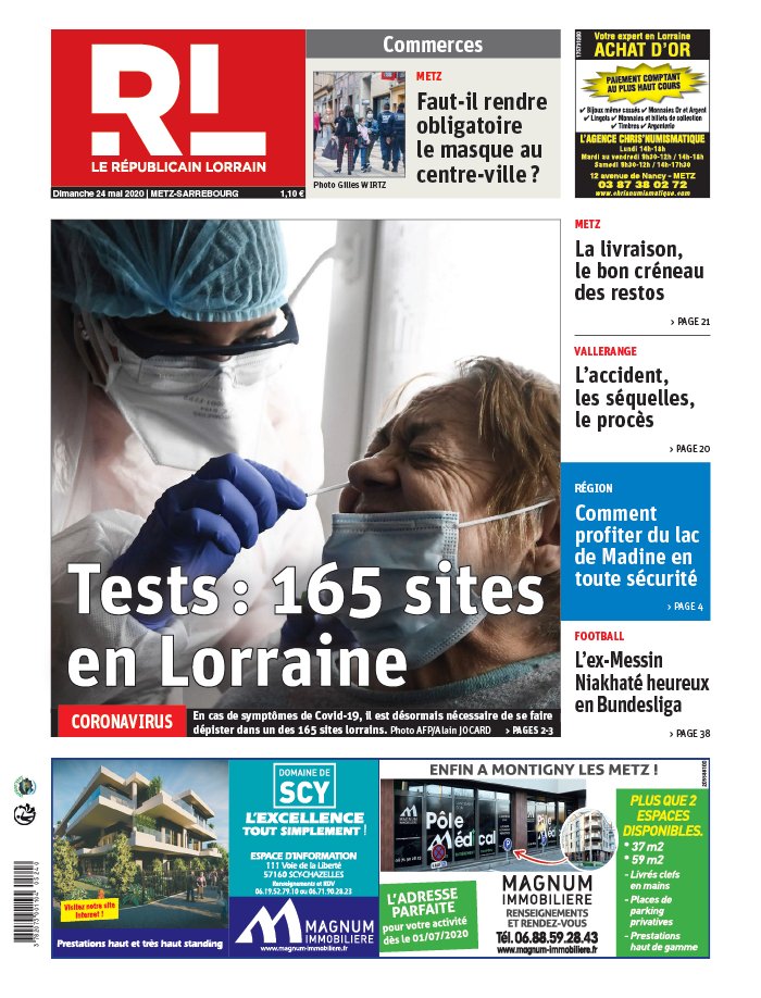 Le Républicain Lorrain N°20200524 du 24 mai 2020 à télécharger sur iPad