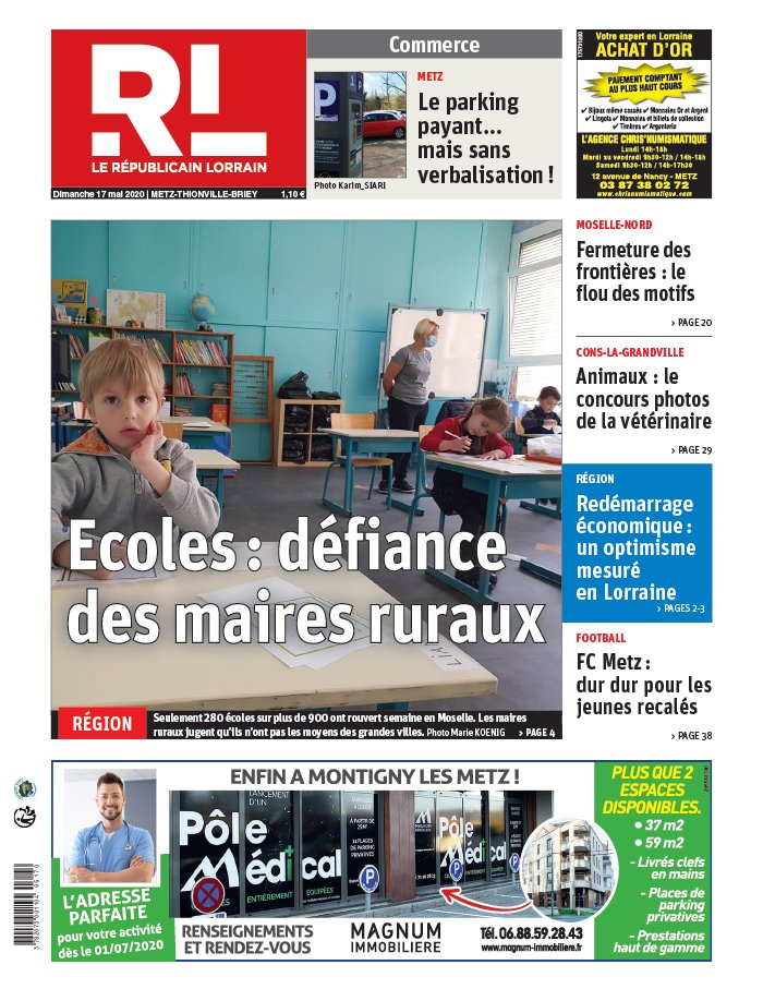 Le Républicain Lorrain N°20200517 du 17 mai 2020 à télécharger sur iPad