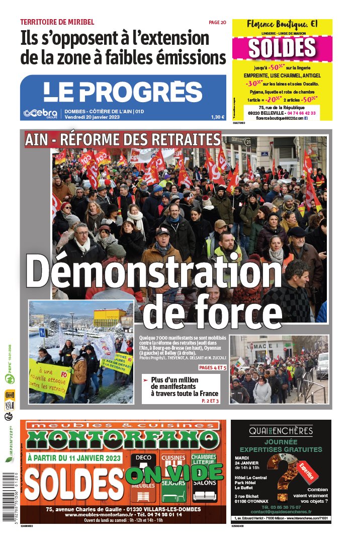 Le Progrès N°20230120 du 20 janvier 2023 à télécharger sur iPad