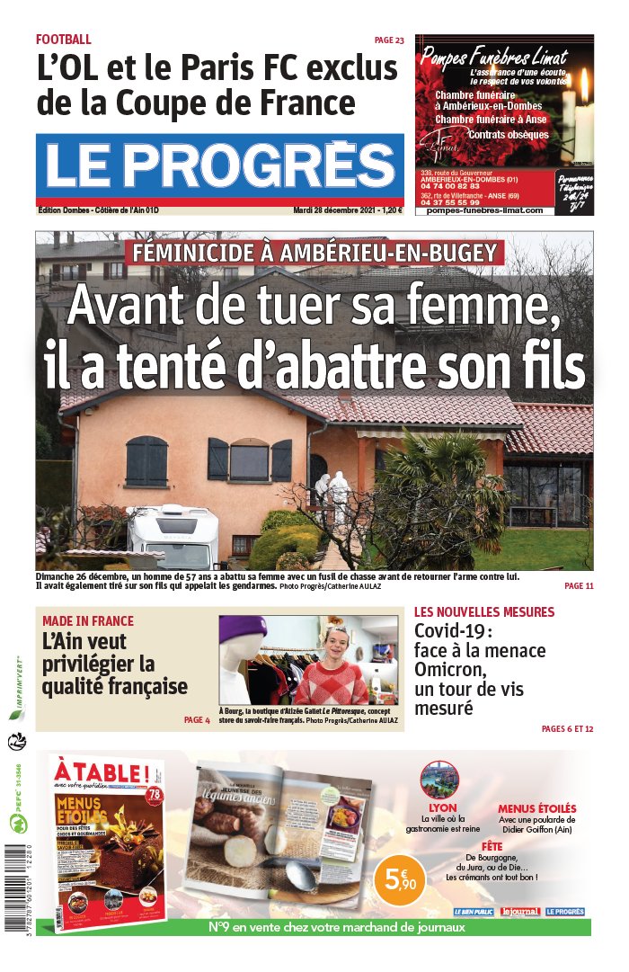 Le Progrès N°20211228 du 28 décembre 2021 à télécharger sur iPad