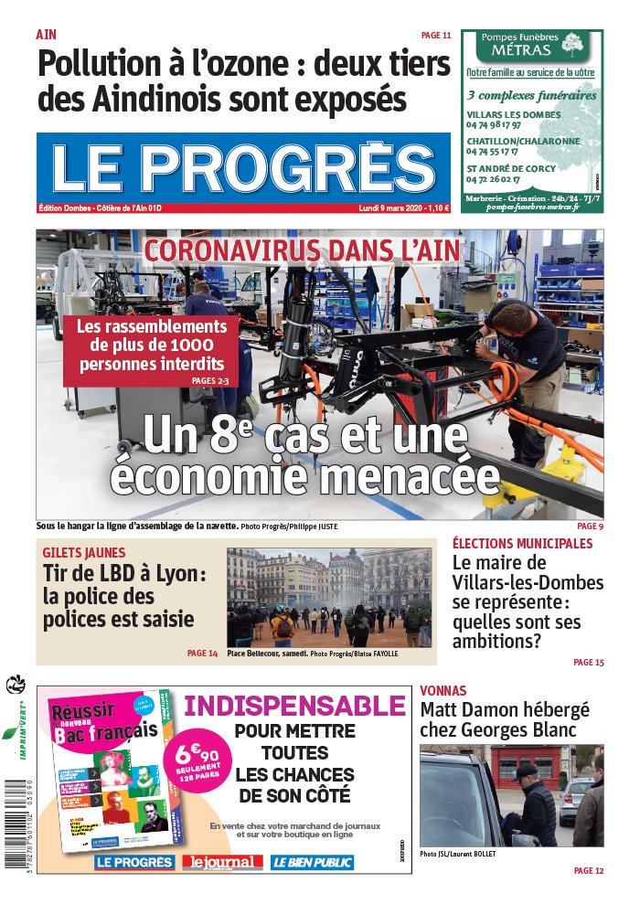 Le Progrès N°20200309 du 09 mars 2020 à télécharger sur iPad