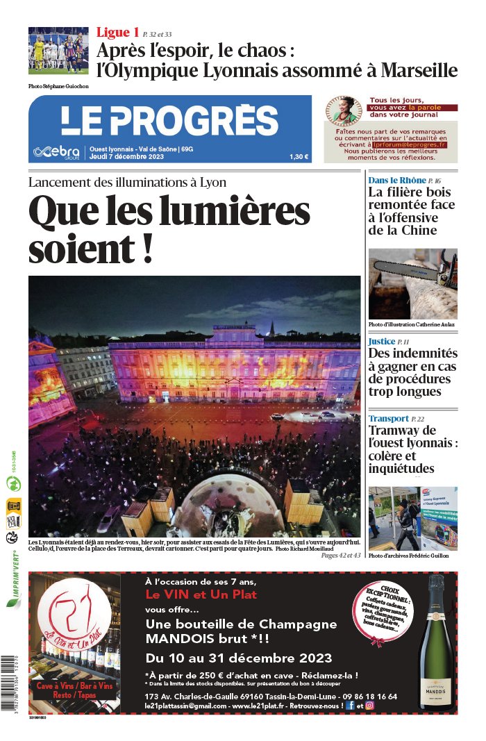 Le Progrès N°20231207 du 07 décembre 2023 à télécharger sur iPad