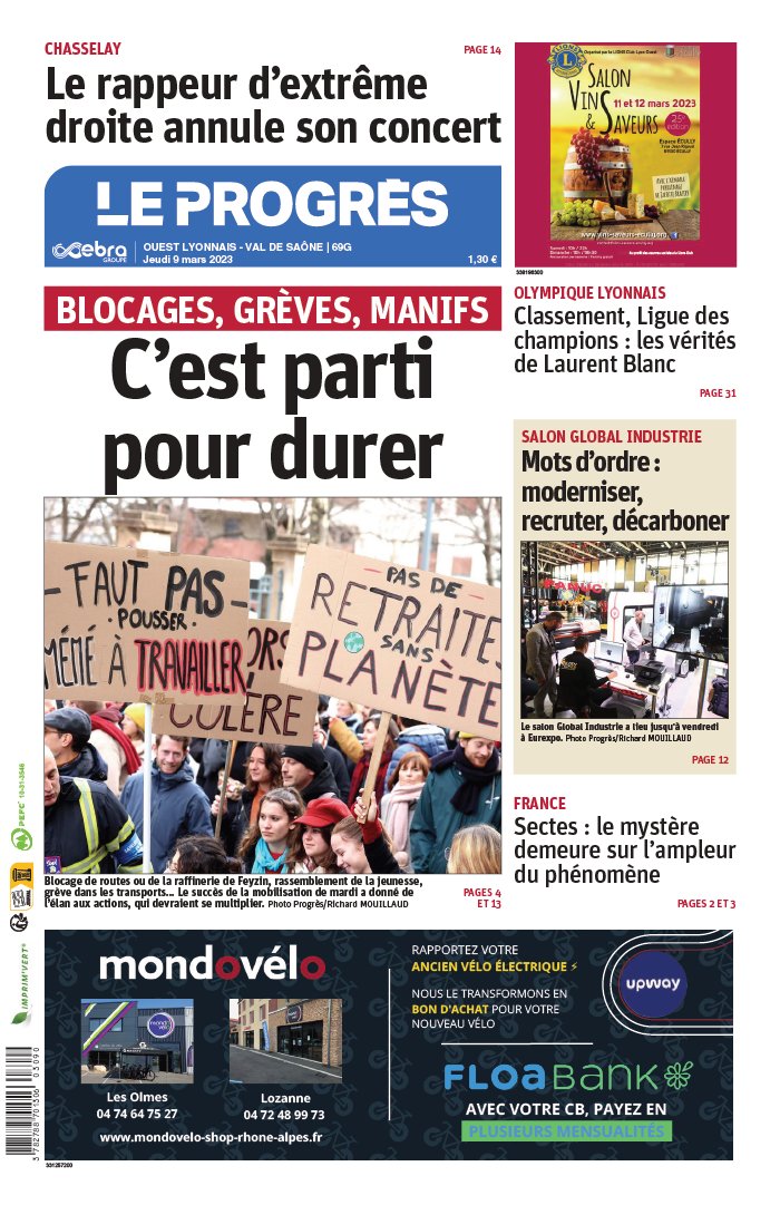 Le Progrès N°20230309 du 09 mars 2023 à télécharger sur iPad