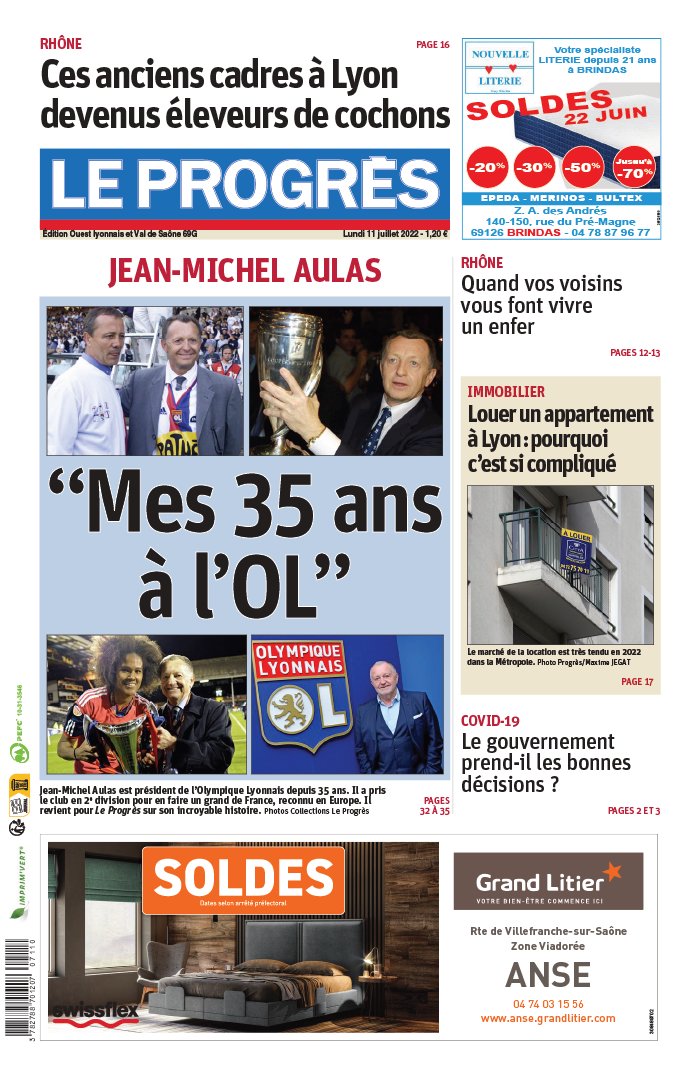 Le Progrès N°20220711 du 11 juillet 2022 à télécharger sur iPad