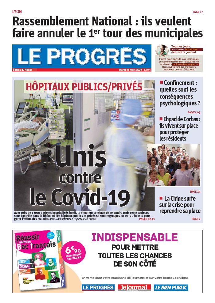 Le Progrès N°20200331 du 31 mars 2020 à télécharger sur iPad