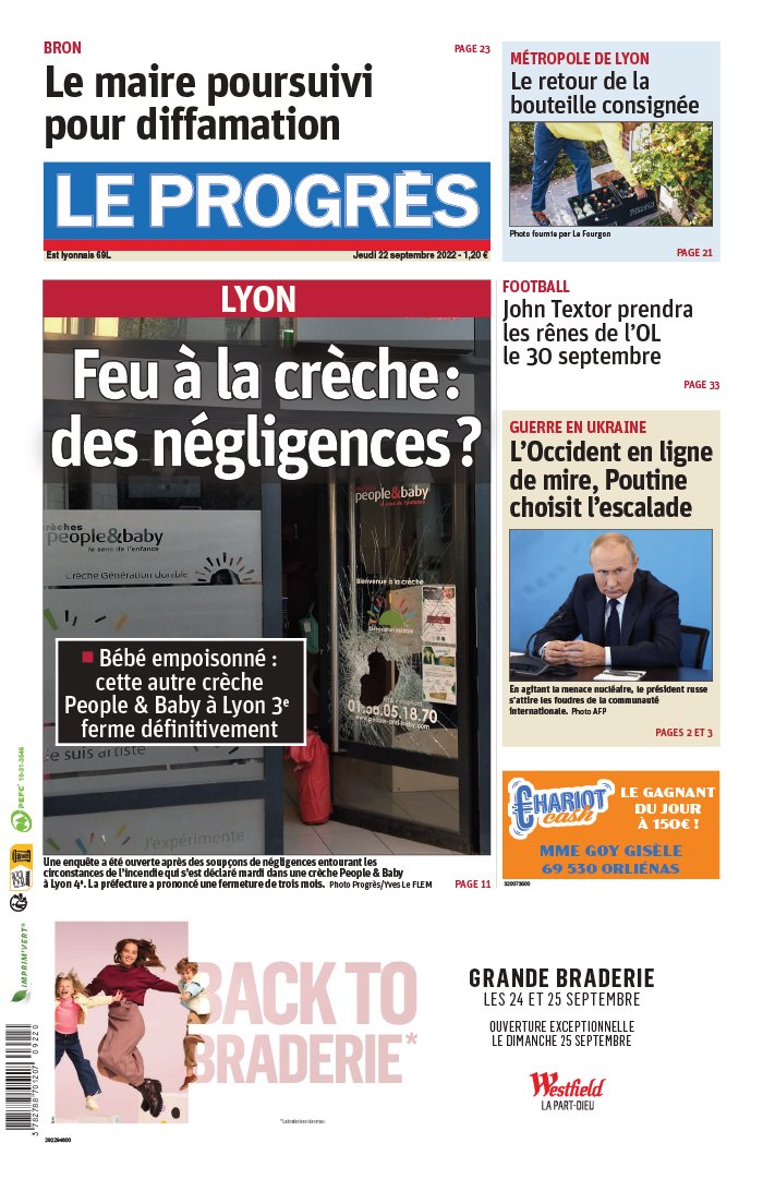 Le Progrès N°20220922 du 22 septembre 2022 à télécharger sur iPad