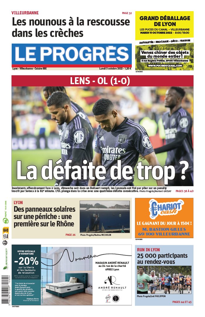 Le Progrès N°20221003 du 03 octobre 2022 à télécharger sur iPad