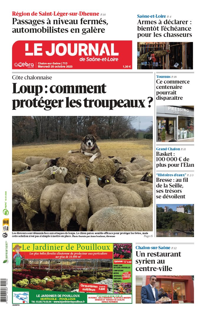 Le Journal de Saône et Loire N°20231025 du 25 octobre 2023 à télécharger sur iPad