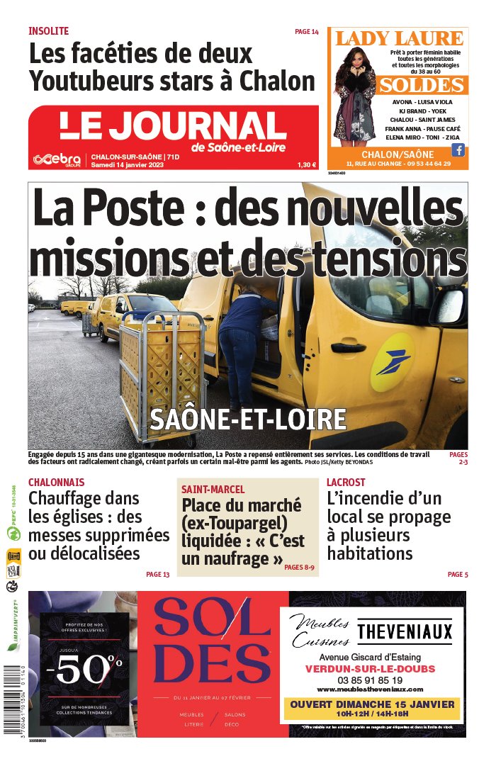 Le Journal de Saône et Loire N°20230114 du 14 janvier 2023 à ...