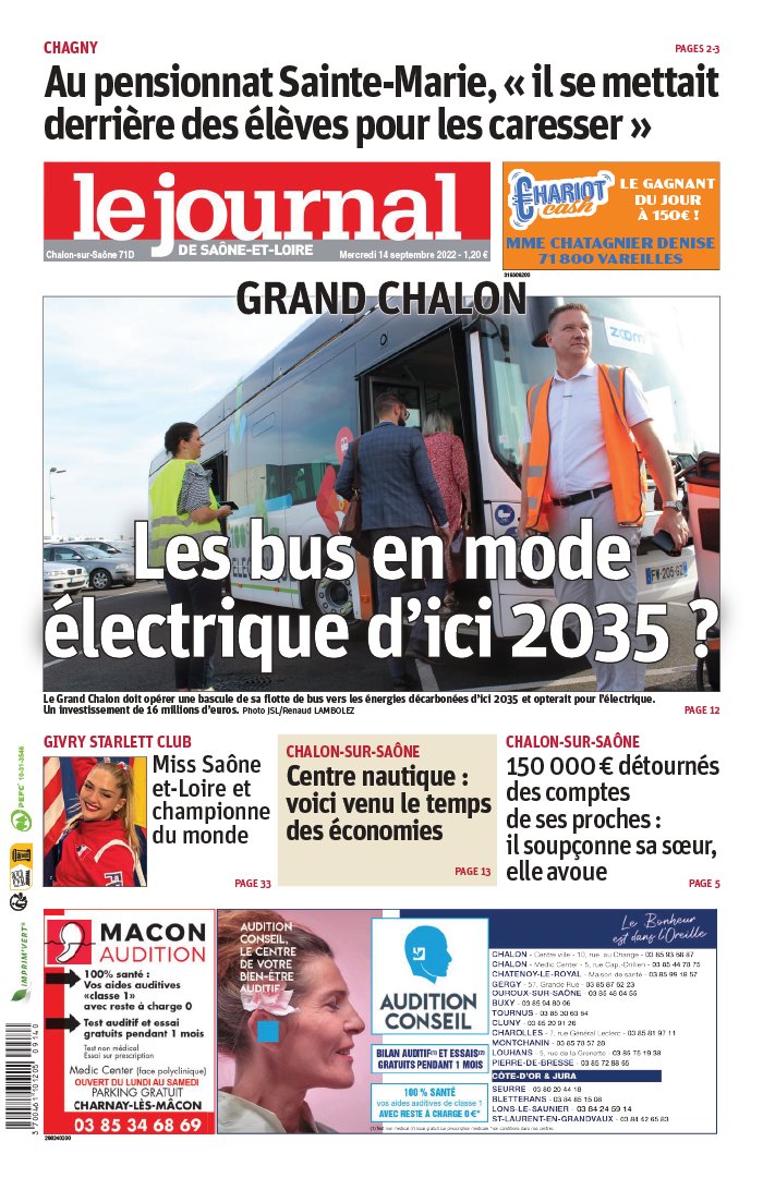 Le Journal de Saône et Loire N°20220914 du 14 septembre 2022 à télécharger sur iPad