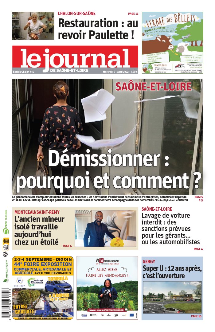 Le Journal de Saône et Loire N°20220831 du 31 août 2022 à télécharger ...