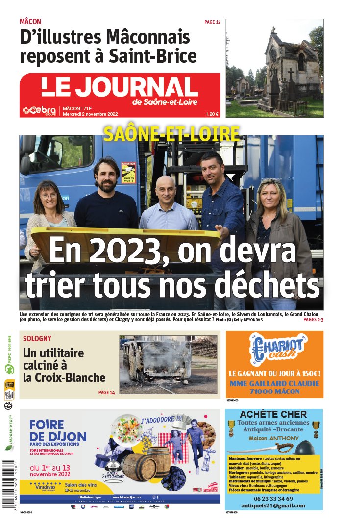 Le Journal de Saône et Loire N°20221102 du 02 novembre 2022 à ...