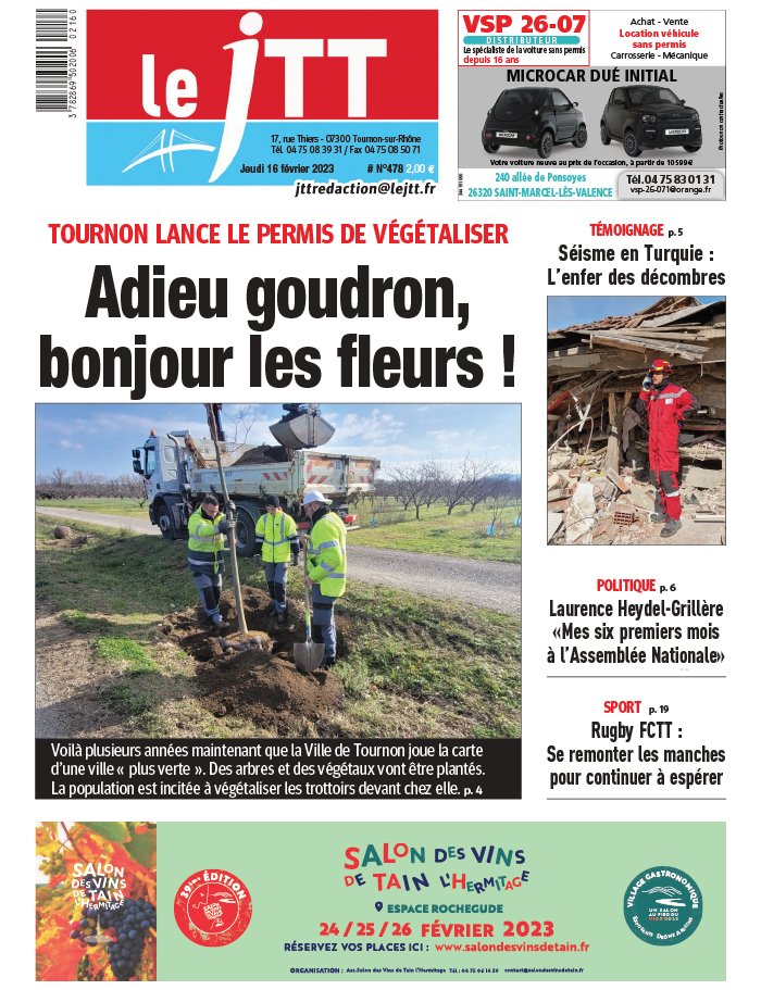 Le Journal de Tournon-Tain N°478 du 16 février 2023 à télécharger sur iPad
