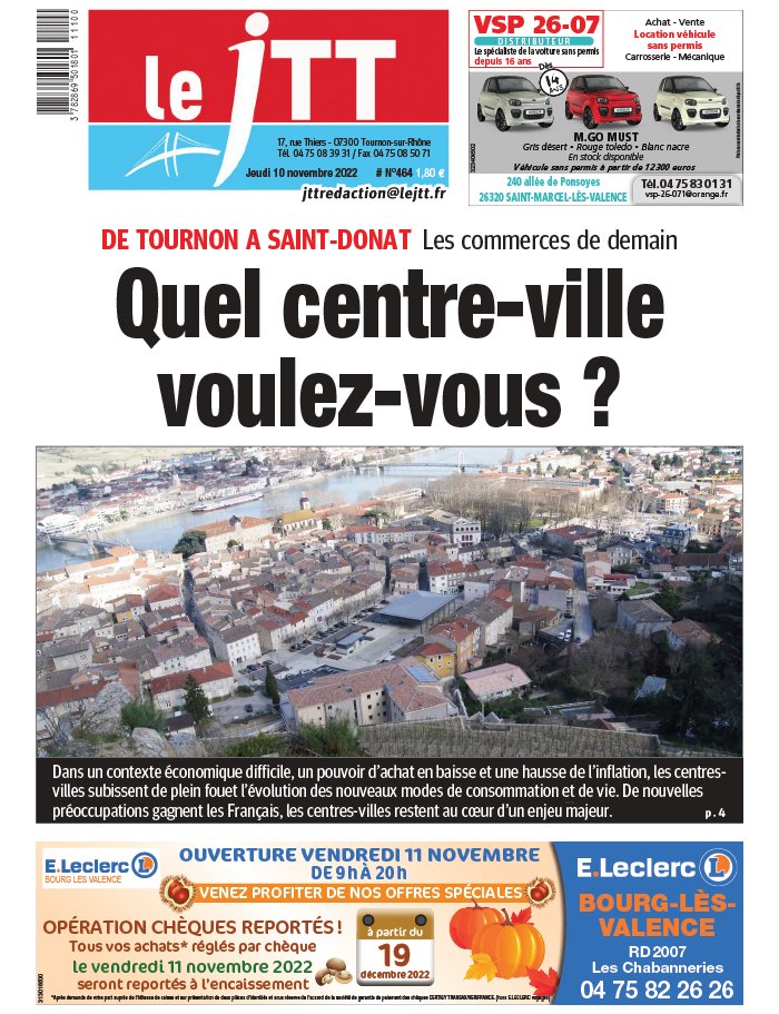 Le Journal de Tournon-Tain N°464 du 10 novembre 2022 à télécharger sur iPad