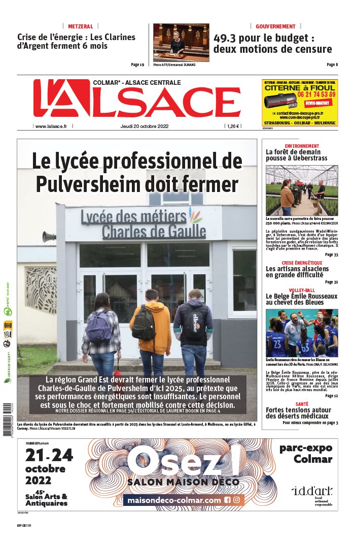L'Alsace N°20221020 du 20 octobre 2022 à télécharger sur iPad