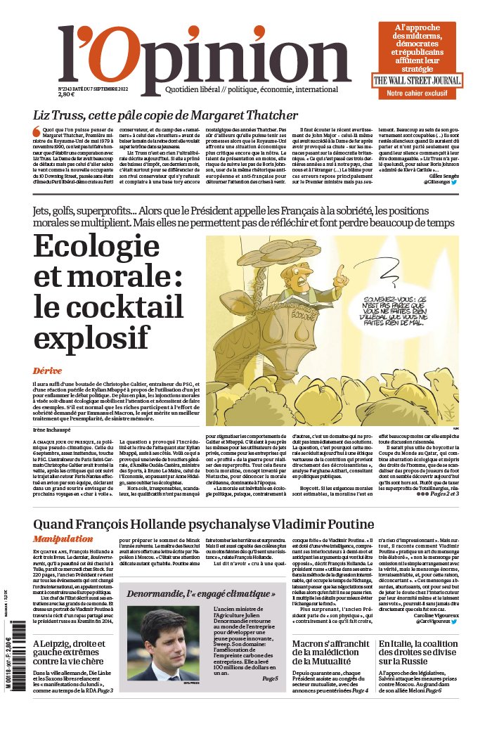 L'Opinion N°20220907 du 07 septembre 2022 à télécharger sur iPad