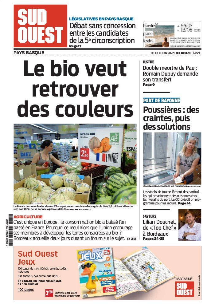 Sud Ouest N°20220616 Du 16 Juin 2022 à Télécharger Sur Ipad