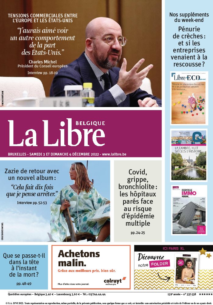 La Libre Belgique N°20221203 du 03 décembre 2022 à télécharger sur iPad