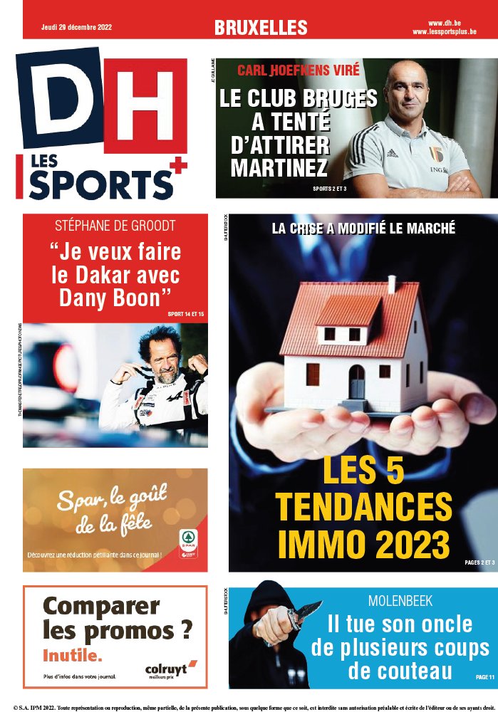 La Dernière Heure/Les Sports N°20221229 du 29 décembre 2022 à télécharger sur iPad