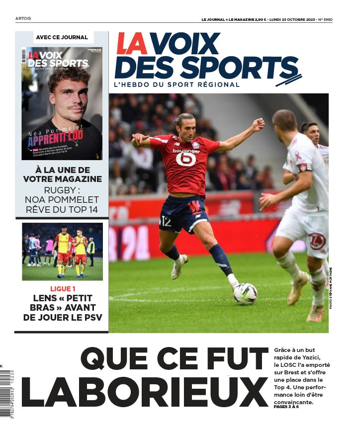 La Voix des Sports N°3950 du 23 octobre 2023 à télécharger sur iPad