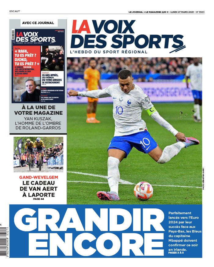 La Voix des Sports N°3920 du 27 mars 2023 à télécharger sur iPad