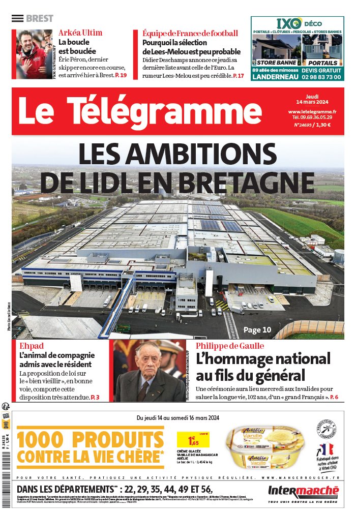 Le Télégramme N°20240314 du 14 mars 2024 à télécharger sur iPad
