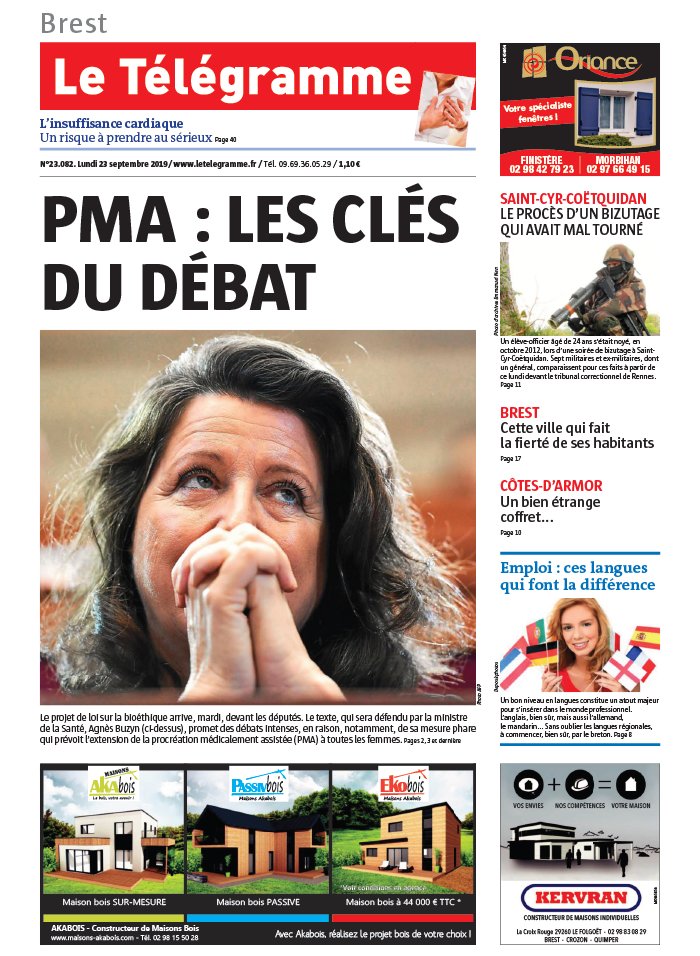 Le Télégramme N°20190923 du 23 septembre 2019 à télécharger sur iPad
