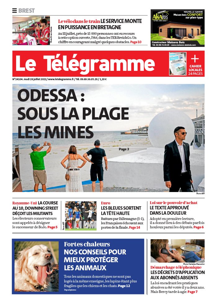 Le Télégramme N°20220728 du 28 juillet 2022 à télécharger sur iPad