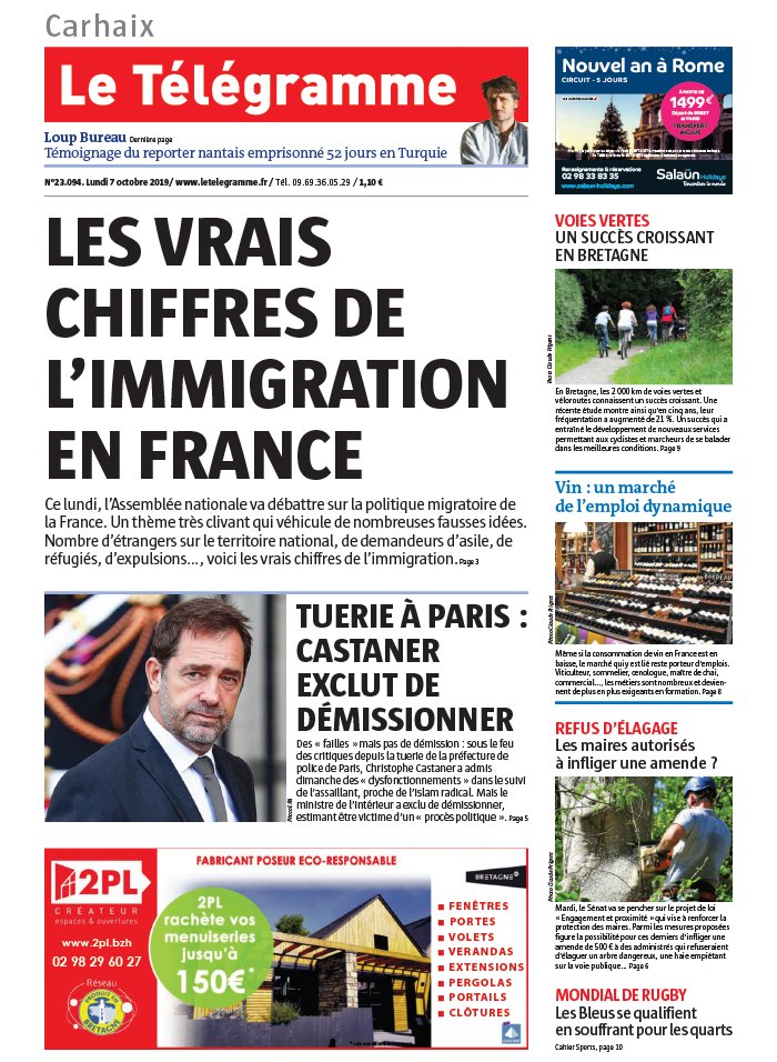 Le Télégramme N°20191007 du 07 octobre 2019 à télécharger sur iPad