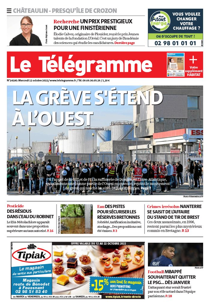 Le Télégramme N°20221012 Du 12 Octobre 2022 à Télécharger Sur Ipad