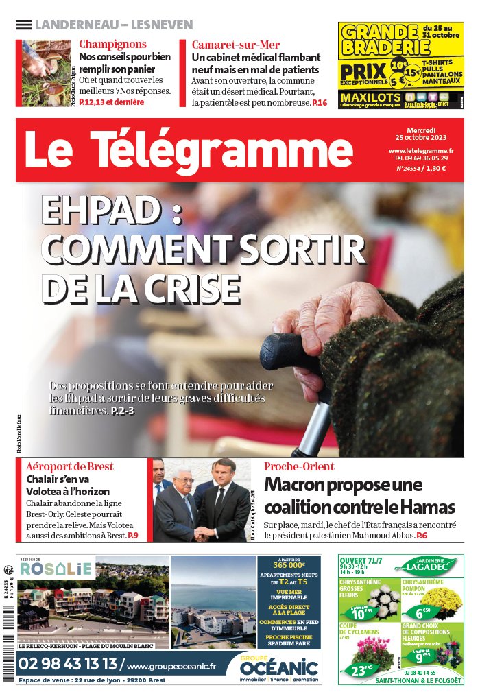Le Télégramme N°20231025 du 25 octobre 2023 à télécharger sur iPad