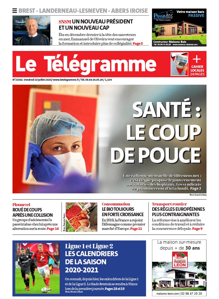 Le Télégramme N°20200710 du 10 juillet 2020 à télécharger sur iPad