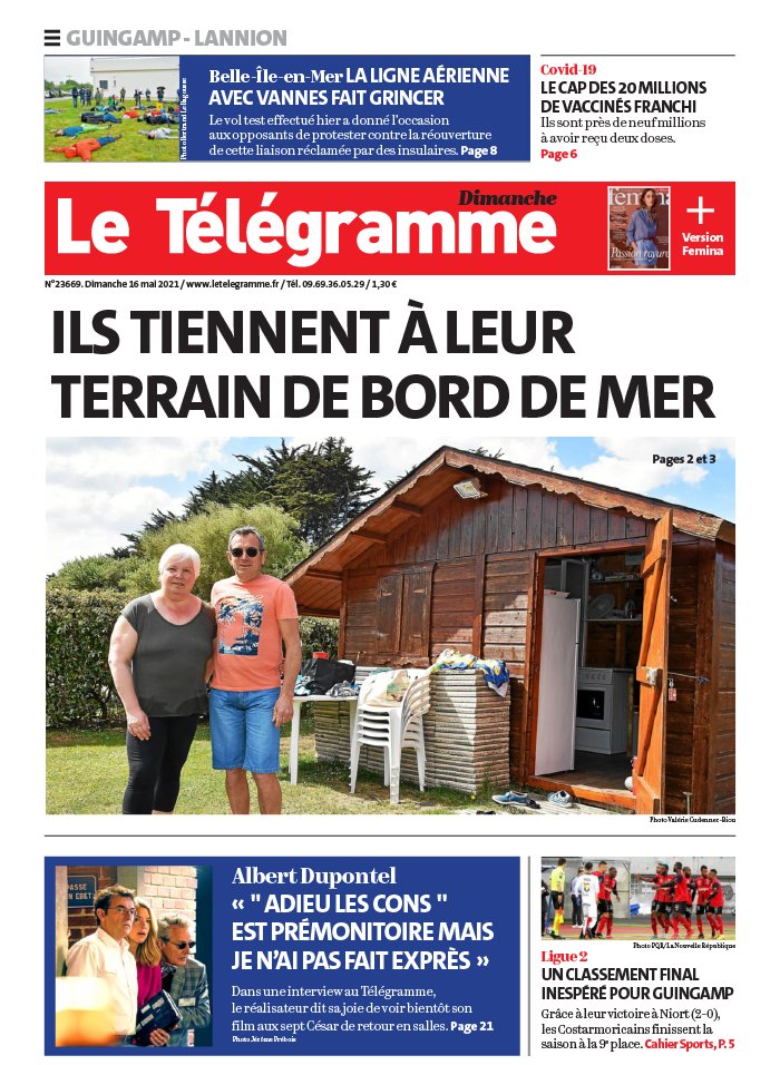 Le Télégramme N°20210516 du 16 mai 2021 à télécharger sur iPad