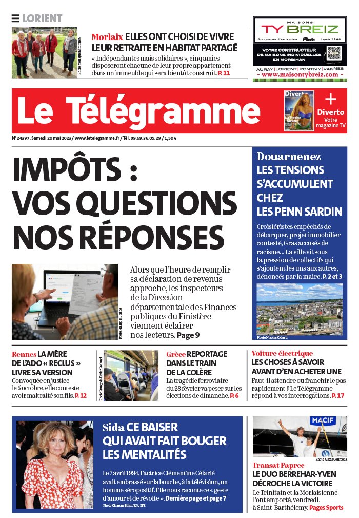 Le Télégramme N°20230520 du 20 mai 2023 à télécharger sur iPad