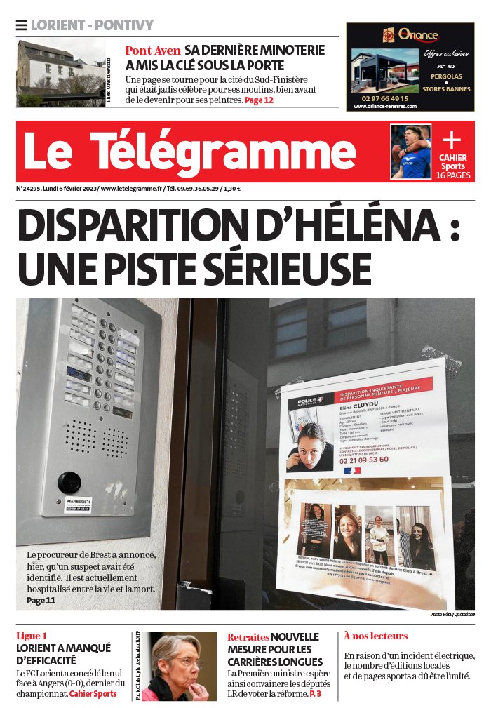 Le Télégramme N°20230206 du 06 février 2023 à télécharger sur iPad