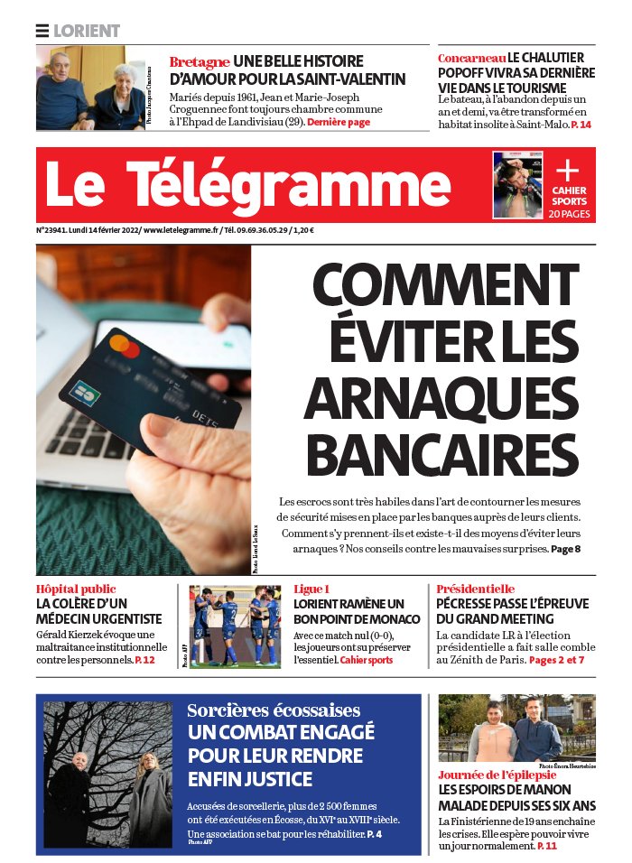 Le Télégramme N°20220214 du 14 février 2022 à télécharger sur iPad
