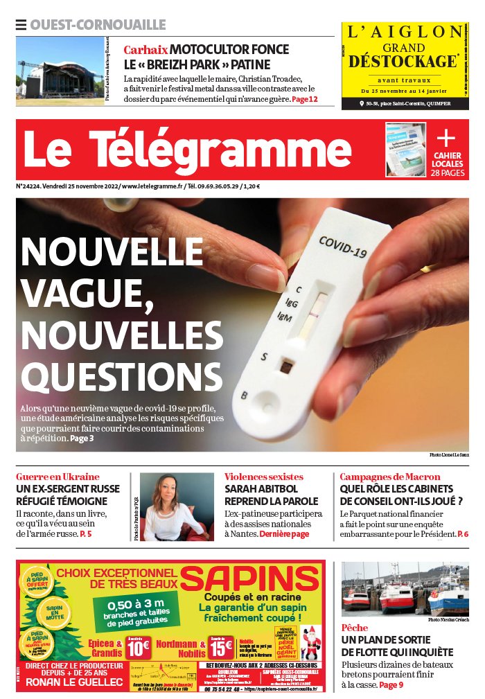 Le Télégramme N°20221125 du 25 novembre 2022 à télécharger sur iPad