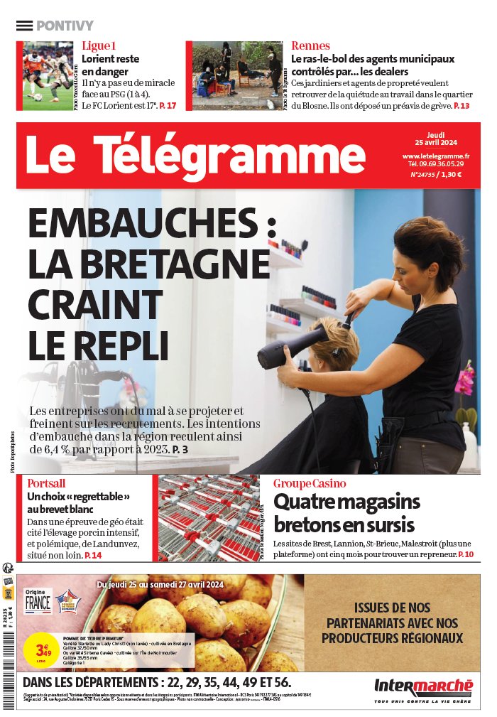 Le Télégramme N°20240425 du 25 avril 2024 à télécharger sur iPad