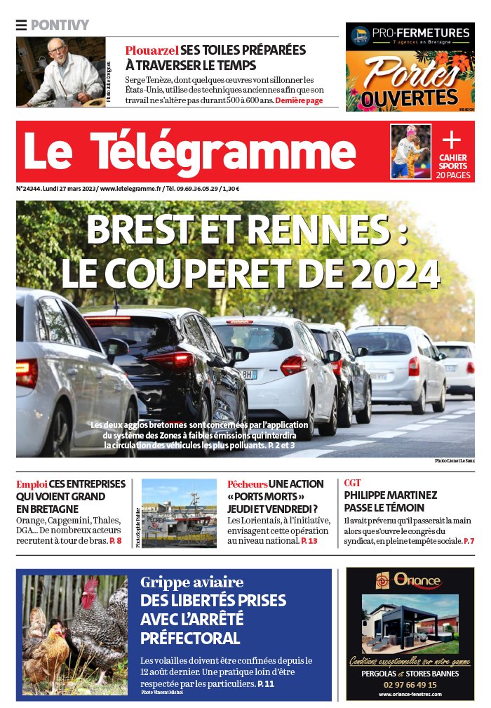 Le Télégramme N°20230327 du 27 mars 2023 à télécharger sur iPad