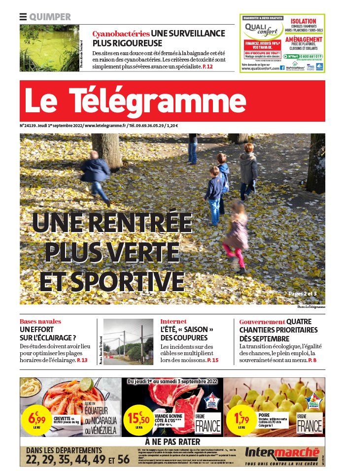 Le Télégramme N°20220901 du 01 septembre 2022 à télécharger sur iPad