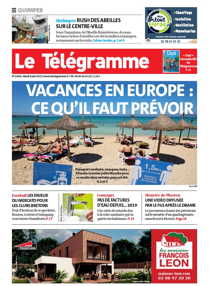 Le Télégramme N°20210608 du 08 juin 2021 à télécharger sur iPad