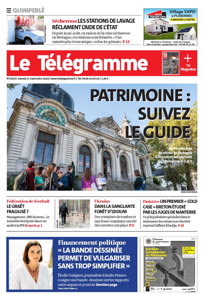 Le Télégramme N°20220917 du 17 septembre 2022 à télécharger sur iPad