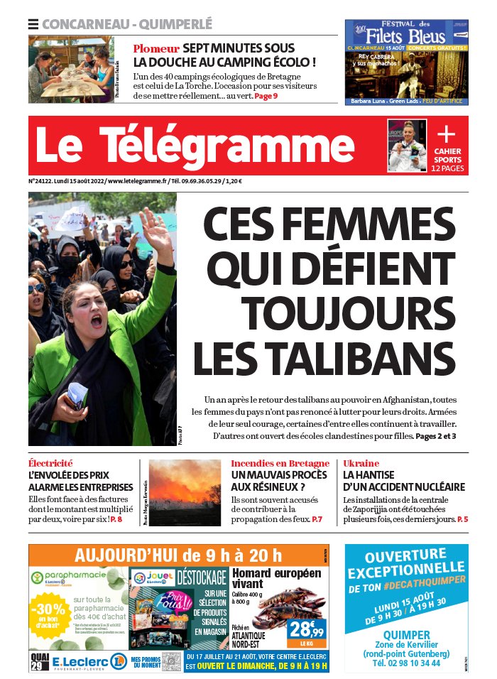 Le Télégramme N°20220815 du 15 août 2022 à télécharger sur iPad