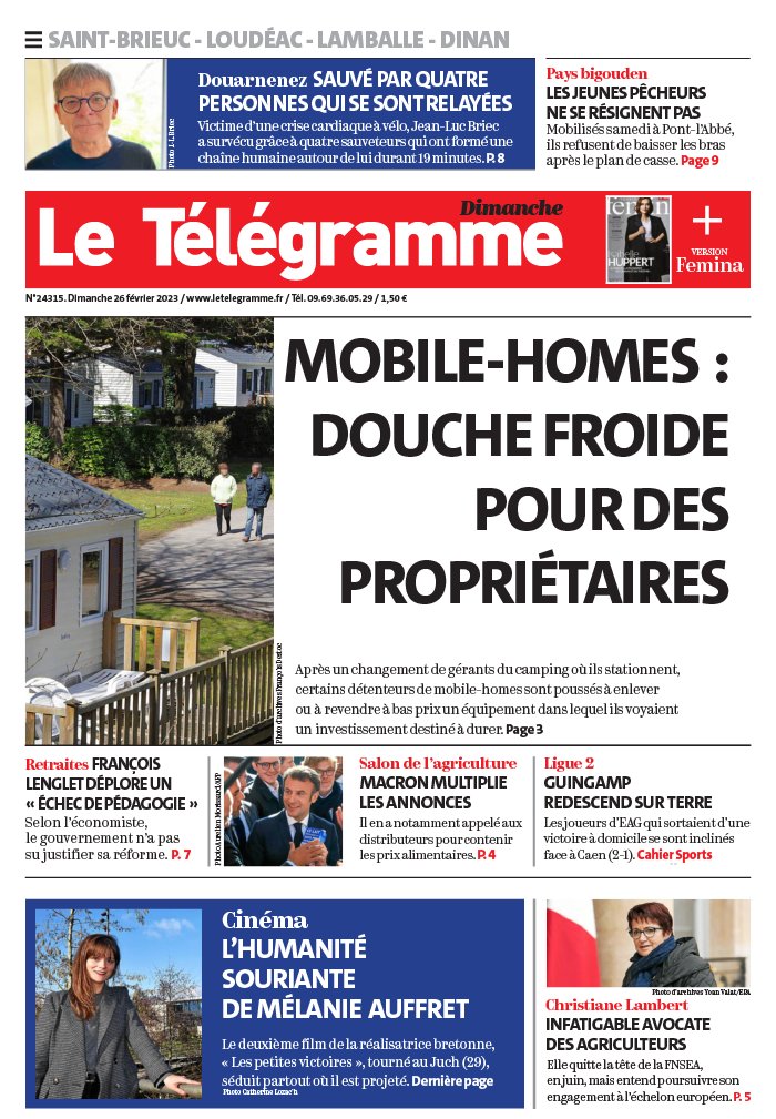 Le Télégramme N°20230226 du 26 février 2023 à télécharger sur iPad