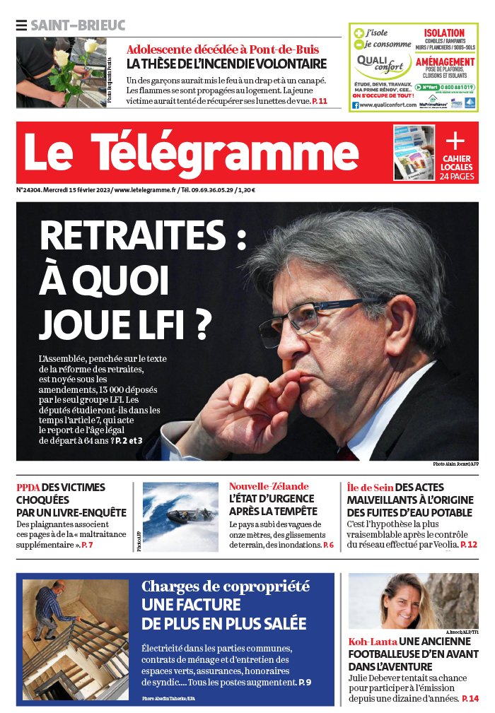 Le Télégramme N°20230215 du 15 février 2023 à télécharger sur iPad