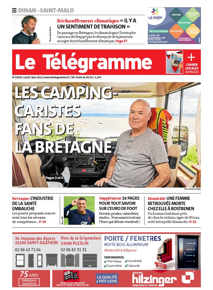Le Télégramme N°20210607 du 07 juin 2021 à télécharger sur iPad