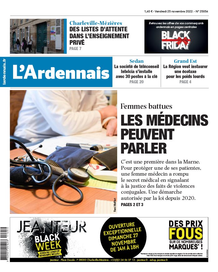 L'Ardennais N°25054 du 25 novembre 2022 à télécharger sur iPad