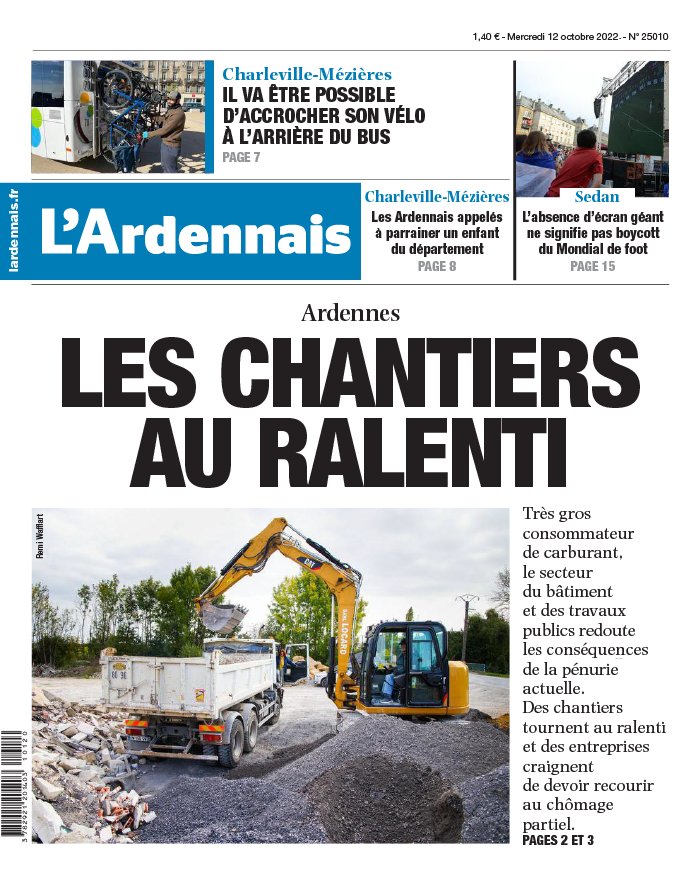 L'Ardennais N°25010 du 12 octobre 2022 à télécharger sur iPad